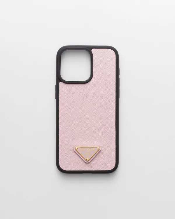 Prada Saffiano Leather Cover For Iphone 15 Pro Max - Alabaster